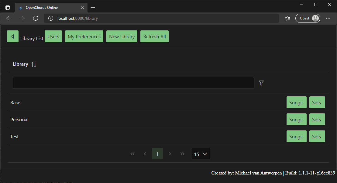 Main Screen - OpenChords Online User Documentation